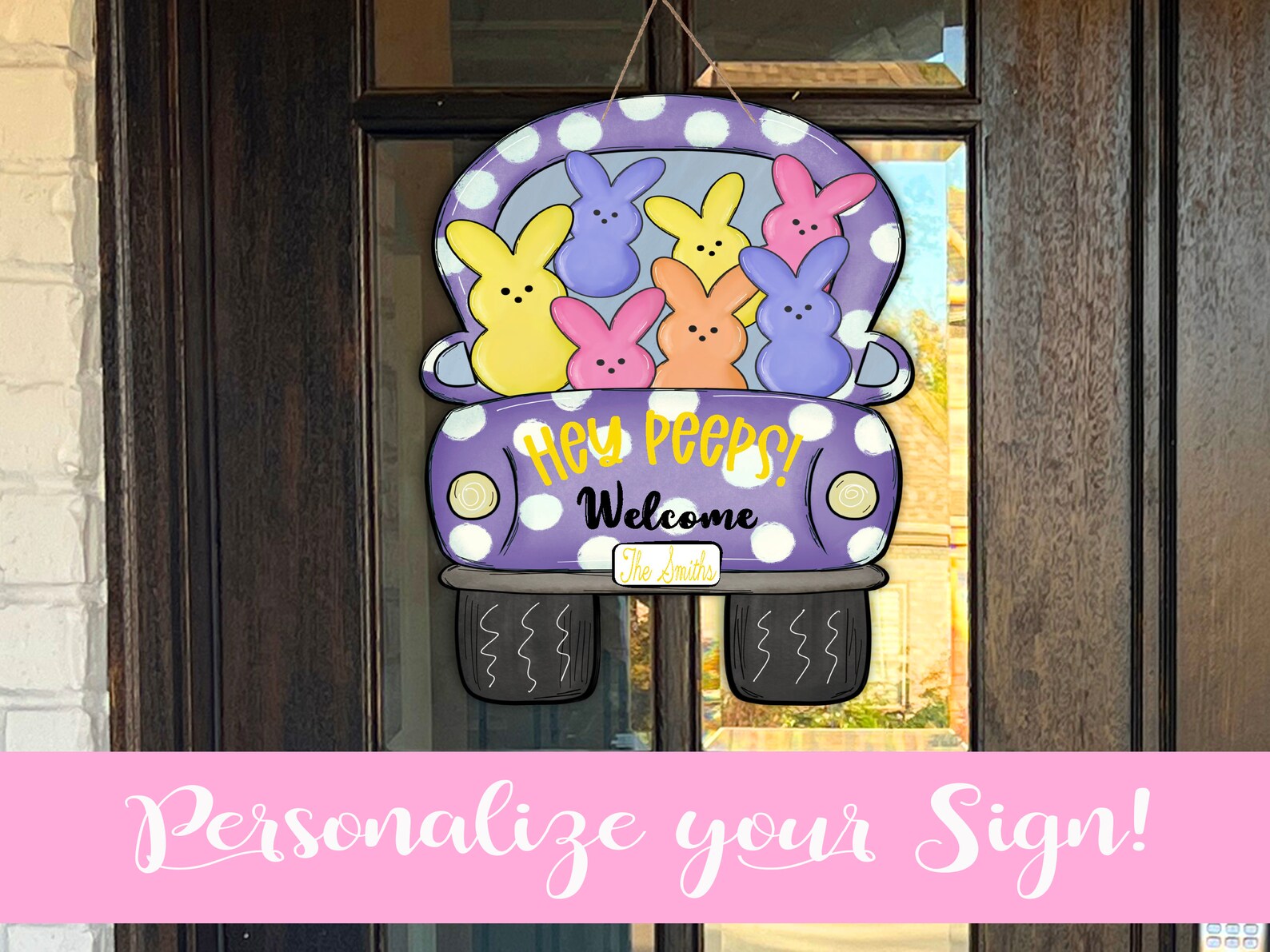 Easter Front Door Decor | Easter Peeps Door Hanger | Easter Door Wreath ...