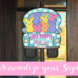 Easter Front Door Decor | Easter Peeps Door Hanger | Easter Door Wreath ...