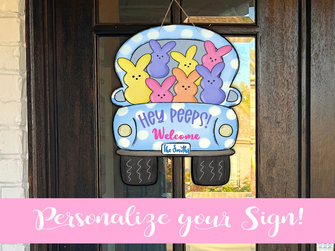 Easter Front Door Decor | Easter Peeps Door Hanger | Easter Door Wreath ...