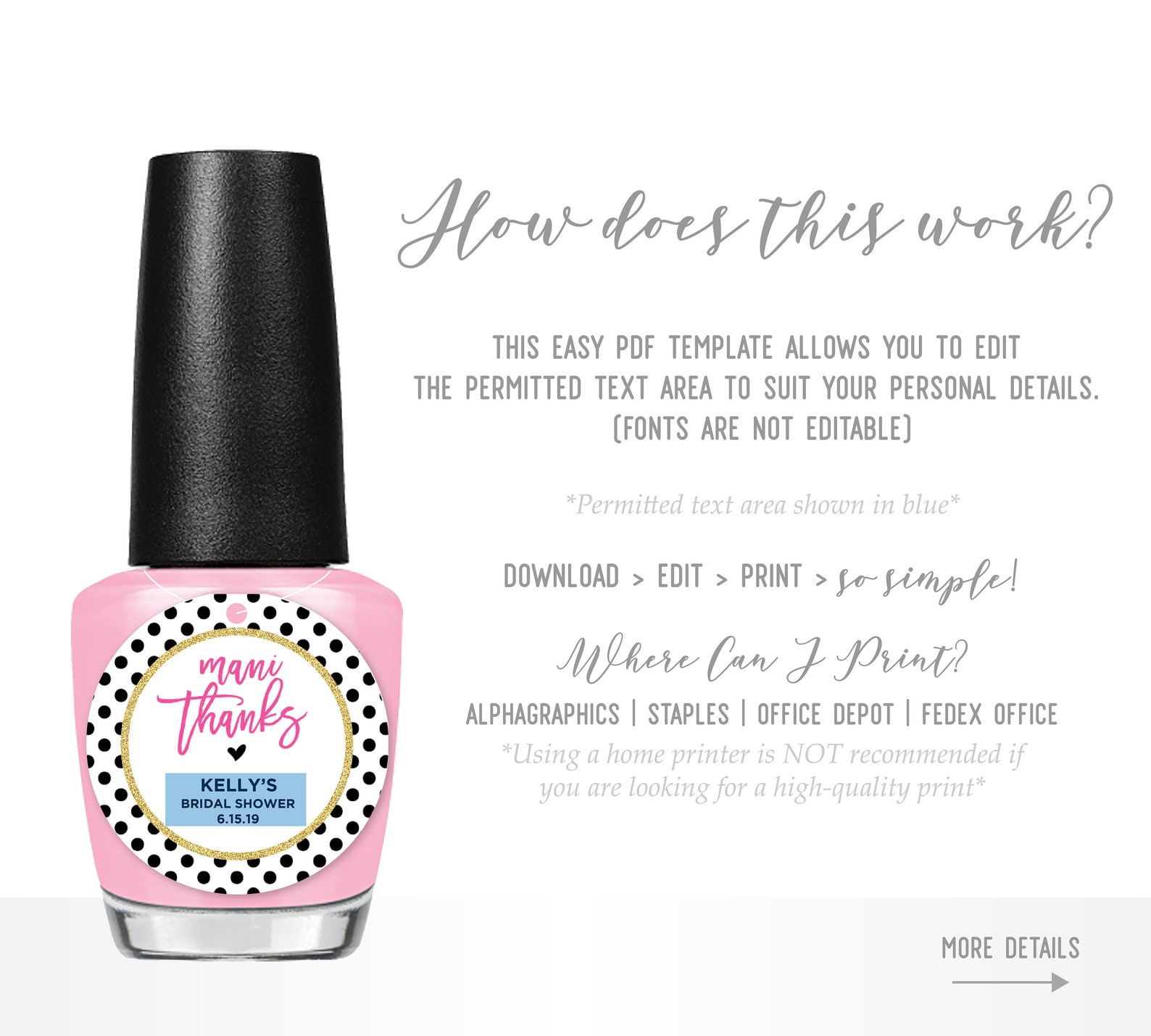 Mani Thanks Personalized Tags Mini Nail Polish Tags Bridal - Etsy