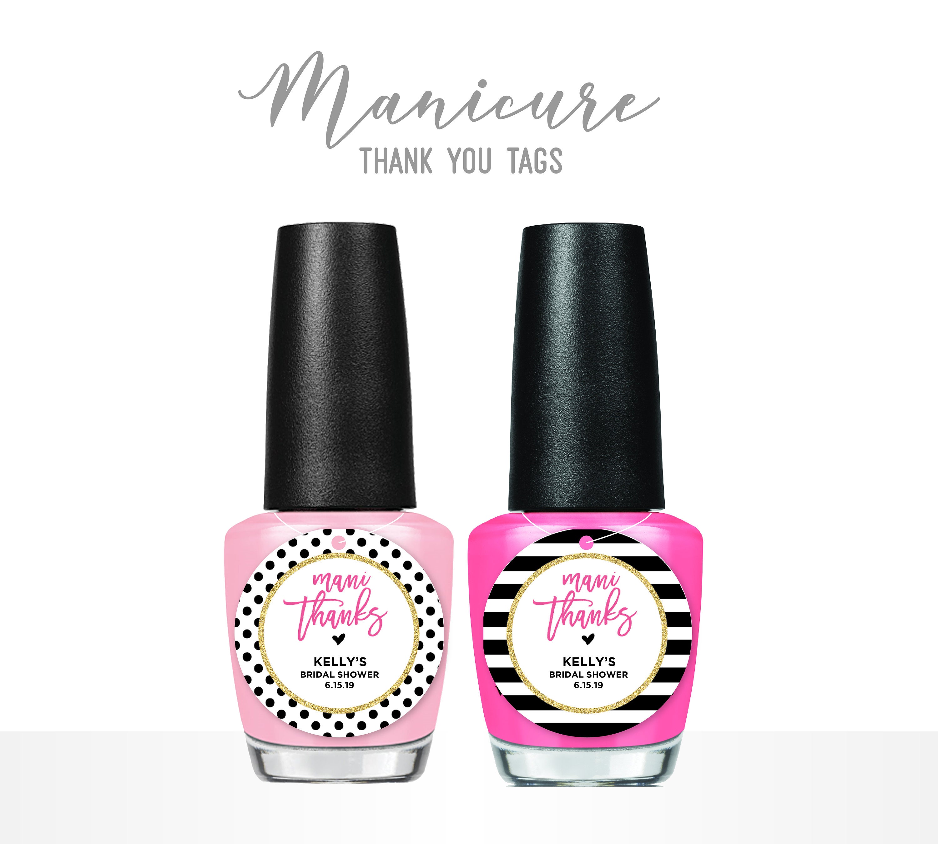 Mani Thanks Personalized Tags Mini Nail Polish Tags Bridal Shower Favor ...