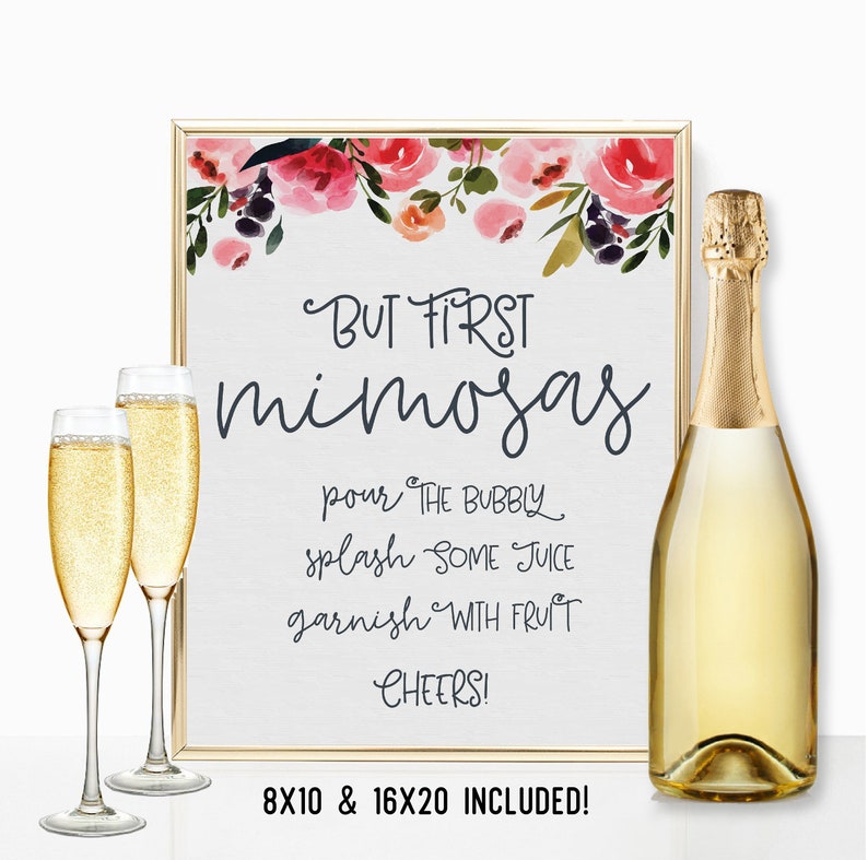 Printable Bridal Shower Sign, but First Mimosas Sign, 8x10 Sign, Mimosa ...