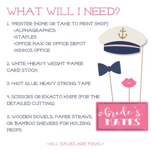 Printable Bachelorette Photobooth Props Nautical Photo Booth Props ...