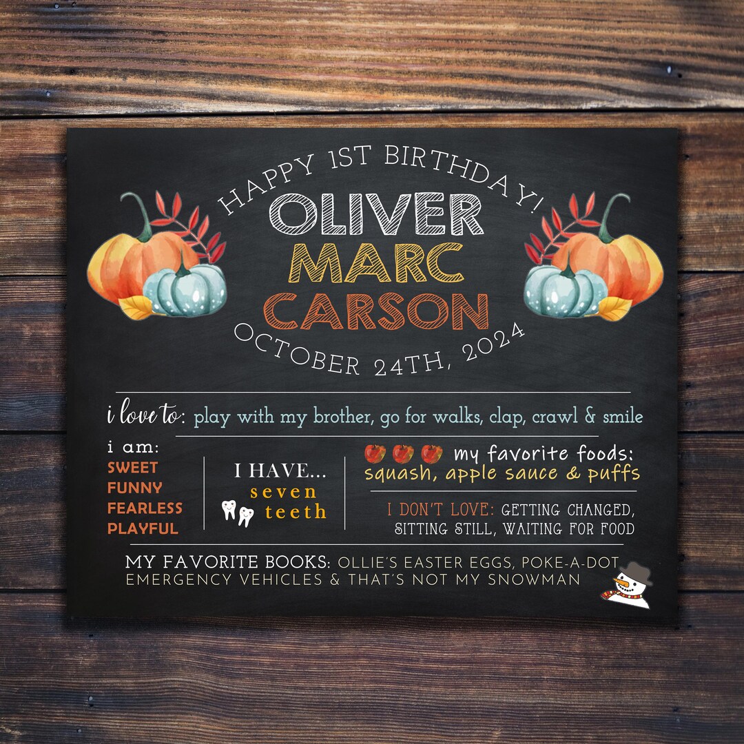 Custom Birthday Sign for Babies, Children, Personalized Season fall ...