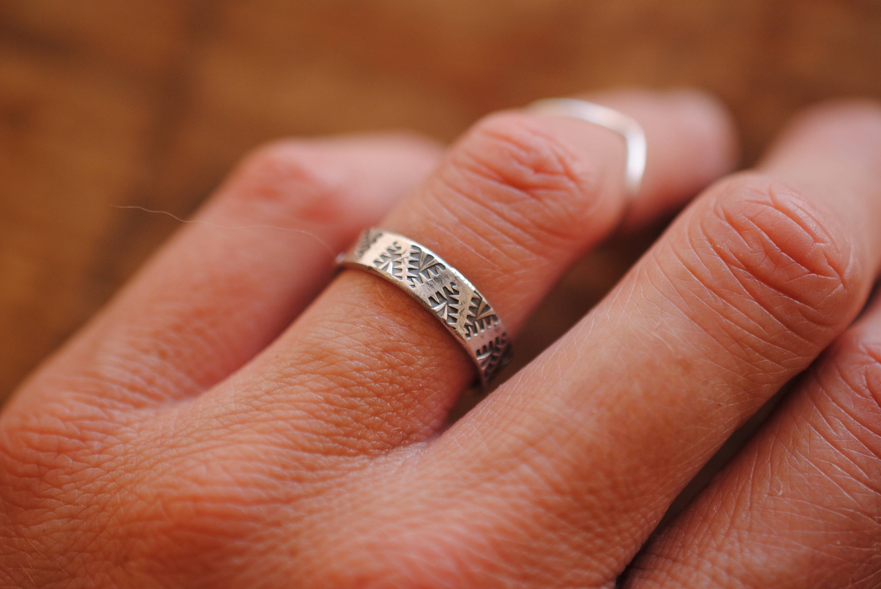 Stamped Flat Band Stacking Ring Sterling Silver - Etsy