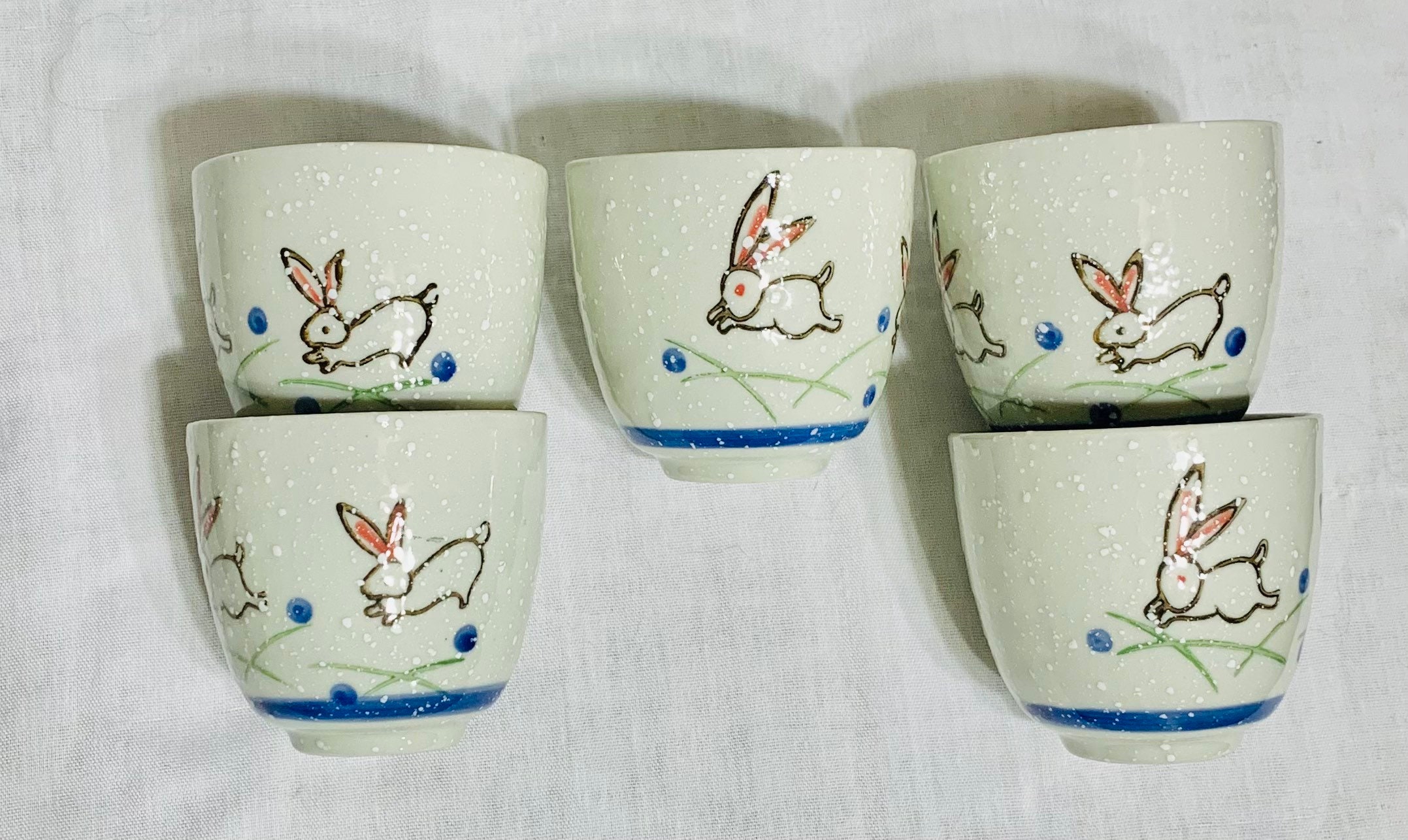 Rabbit Kutani Ware Porcelain Tea Set Teapot and 5 Cups | Etsy