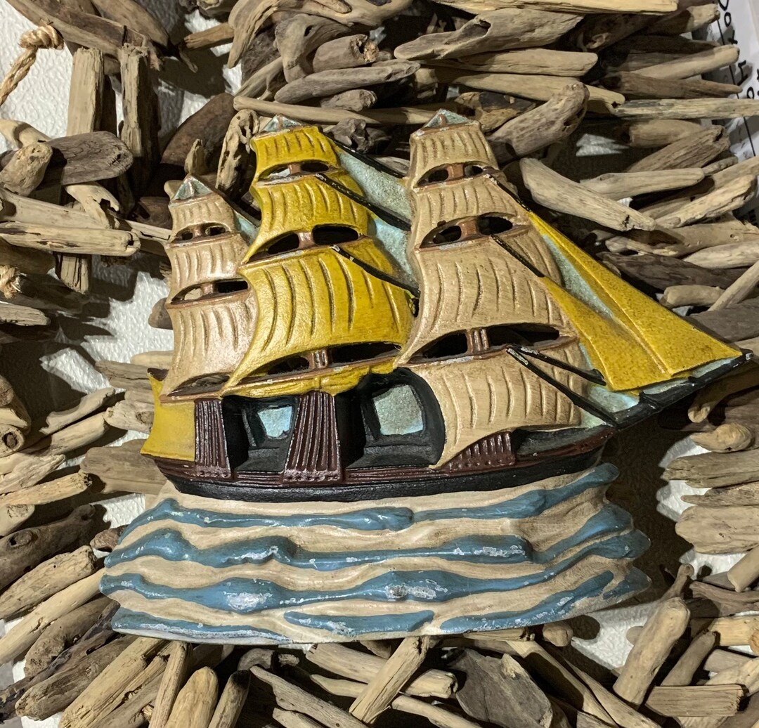 Clipper Ship Cast Iron Door Stop, Strata Group, 1988. NOTE: Please Be ...