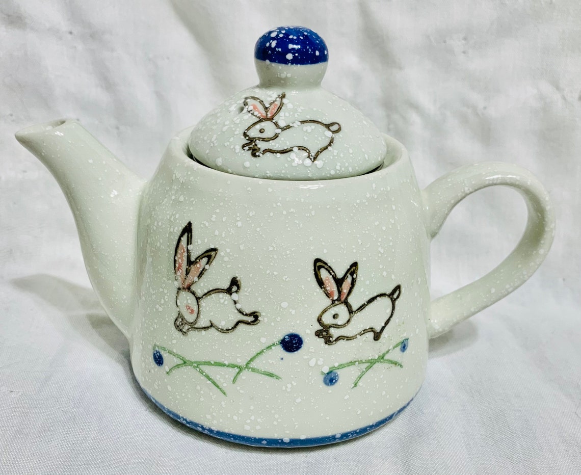 Rabbit Kutani Ware Porcelain Tea Set Teapot and 5 Cups | Etsy