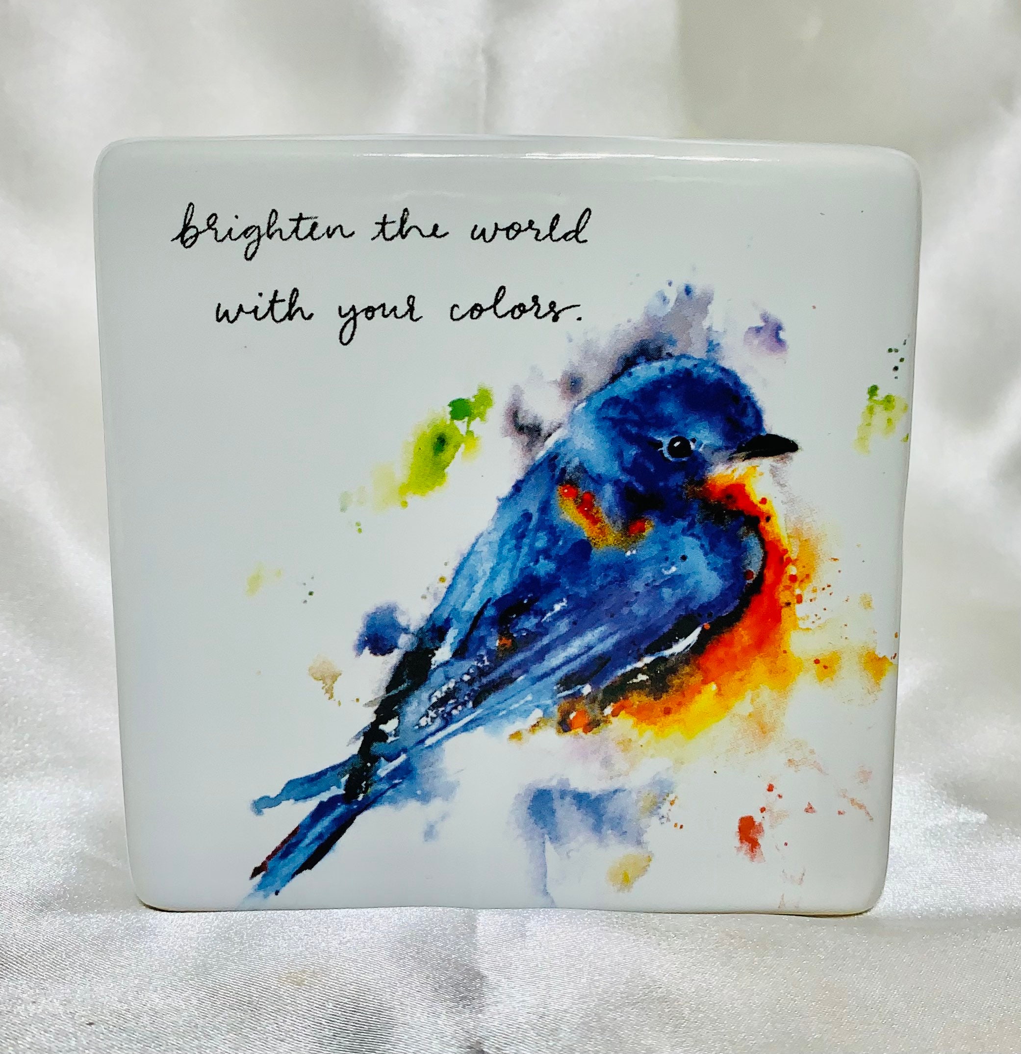 Bluebird Decorative Ceramic Block, David Crouser, Demdaco. NOTE: Please ...