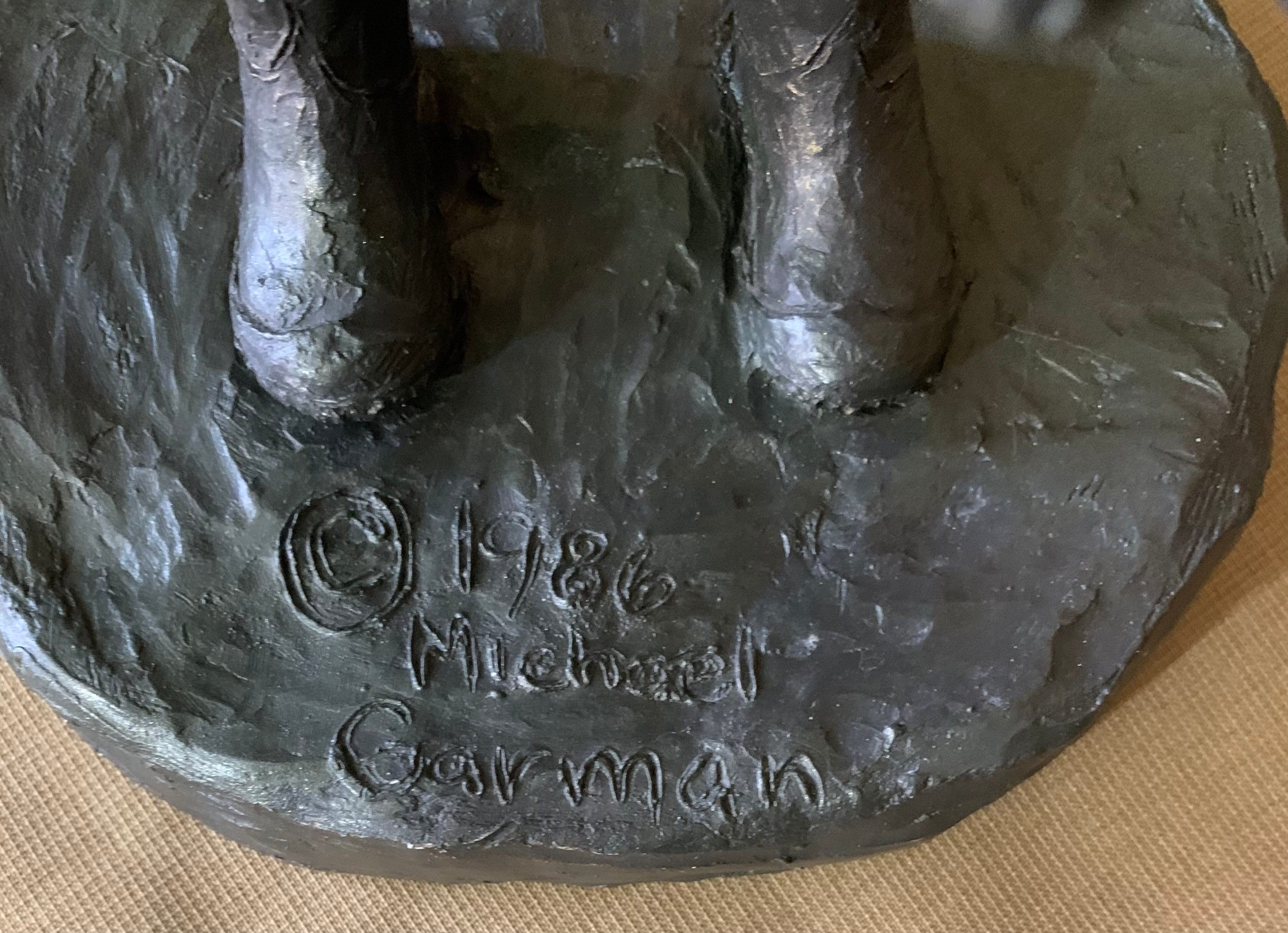 Firefighter Hero With Young Girl, Signed Michael Garman, 1986. NOTE ...