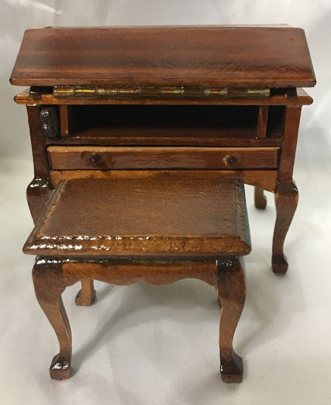Dollhouse Miniature Wood Secretary Desk and Bench. NOTE: Please Read ...