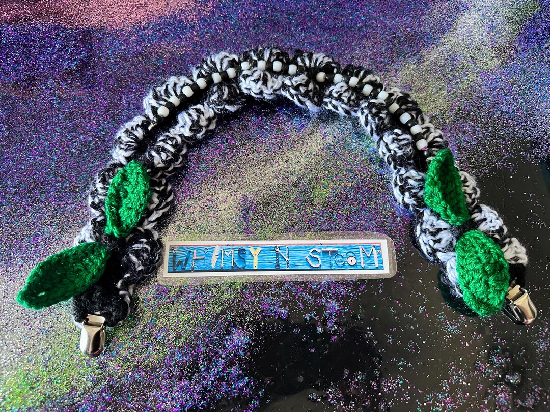 FLOW STRAP, Black and White With Leaves, Removable Kandi, Perfect for ...