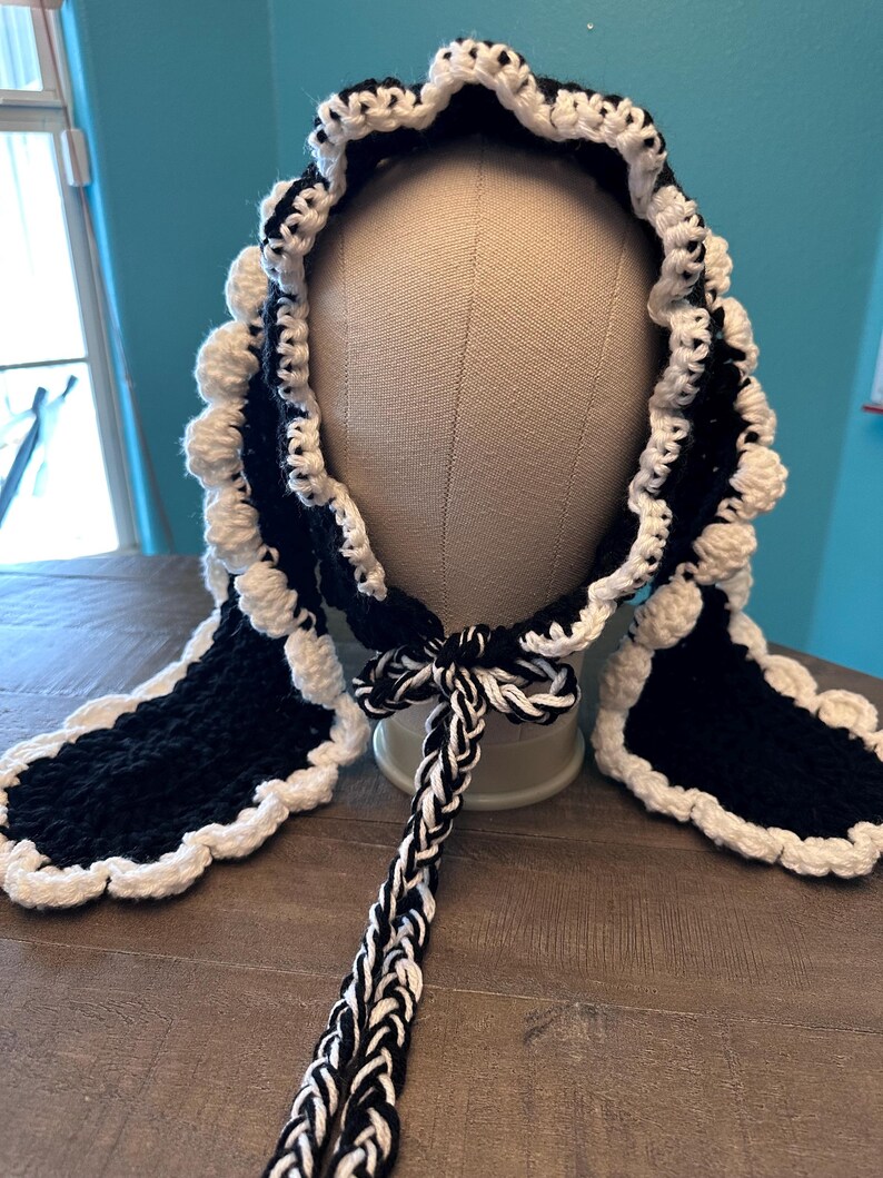 Crochet Rabbit Hat, Black & White Long Ears, Festival Rave Wear - Etsy