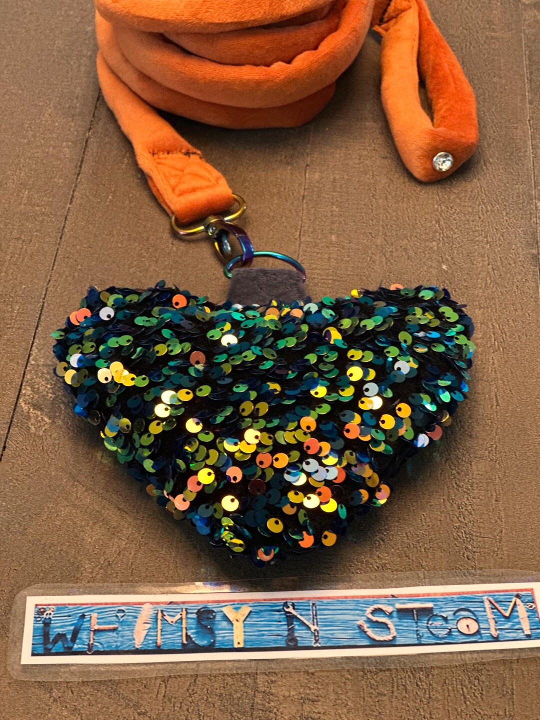 Heart Rope Dart Sequin, Iridescent Blue/gold Heart Dart, Set With ...