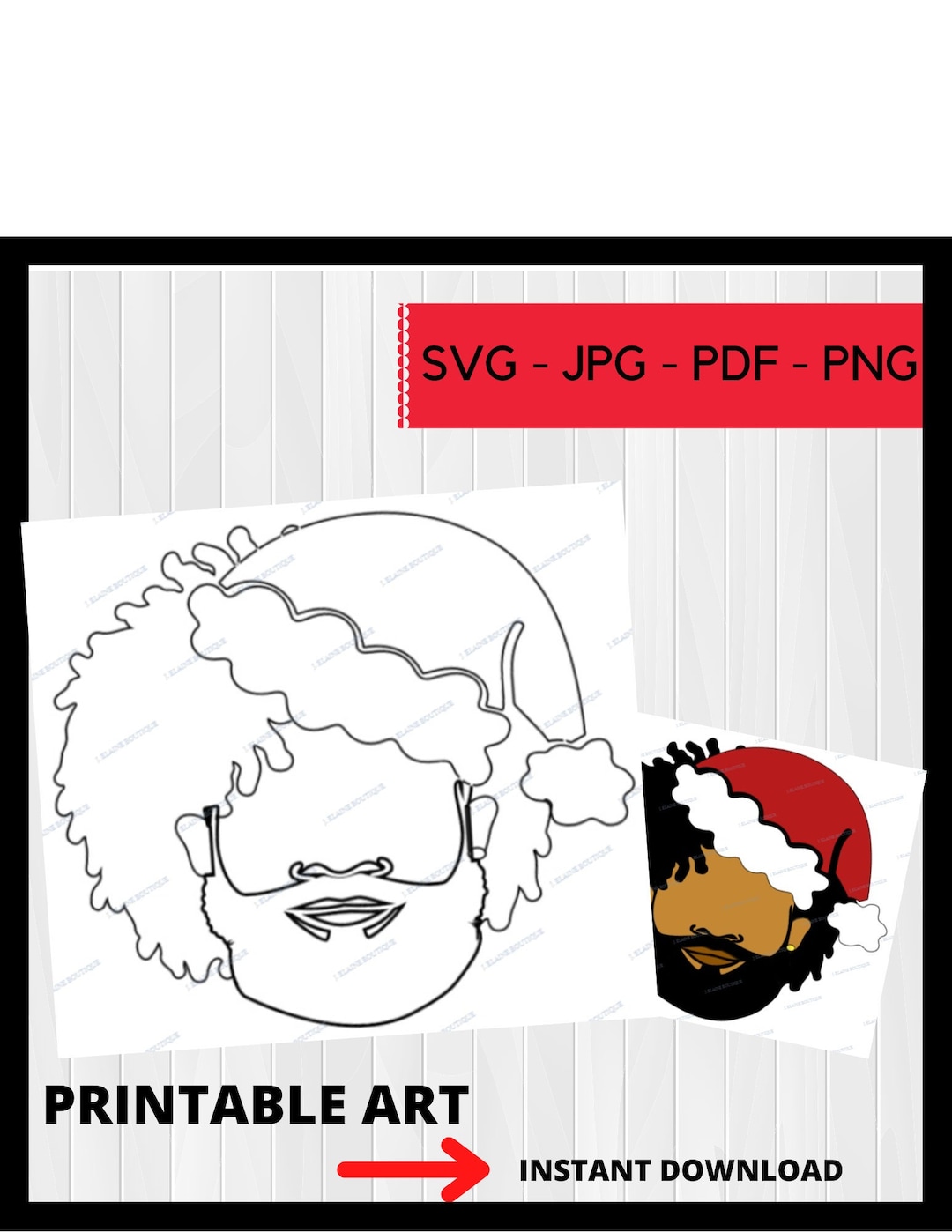 Santa, Black Santa, Christmas SVG, Afro Svg, Man in Santa Hat, Cricut ...