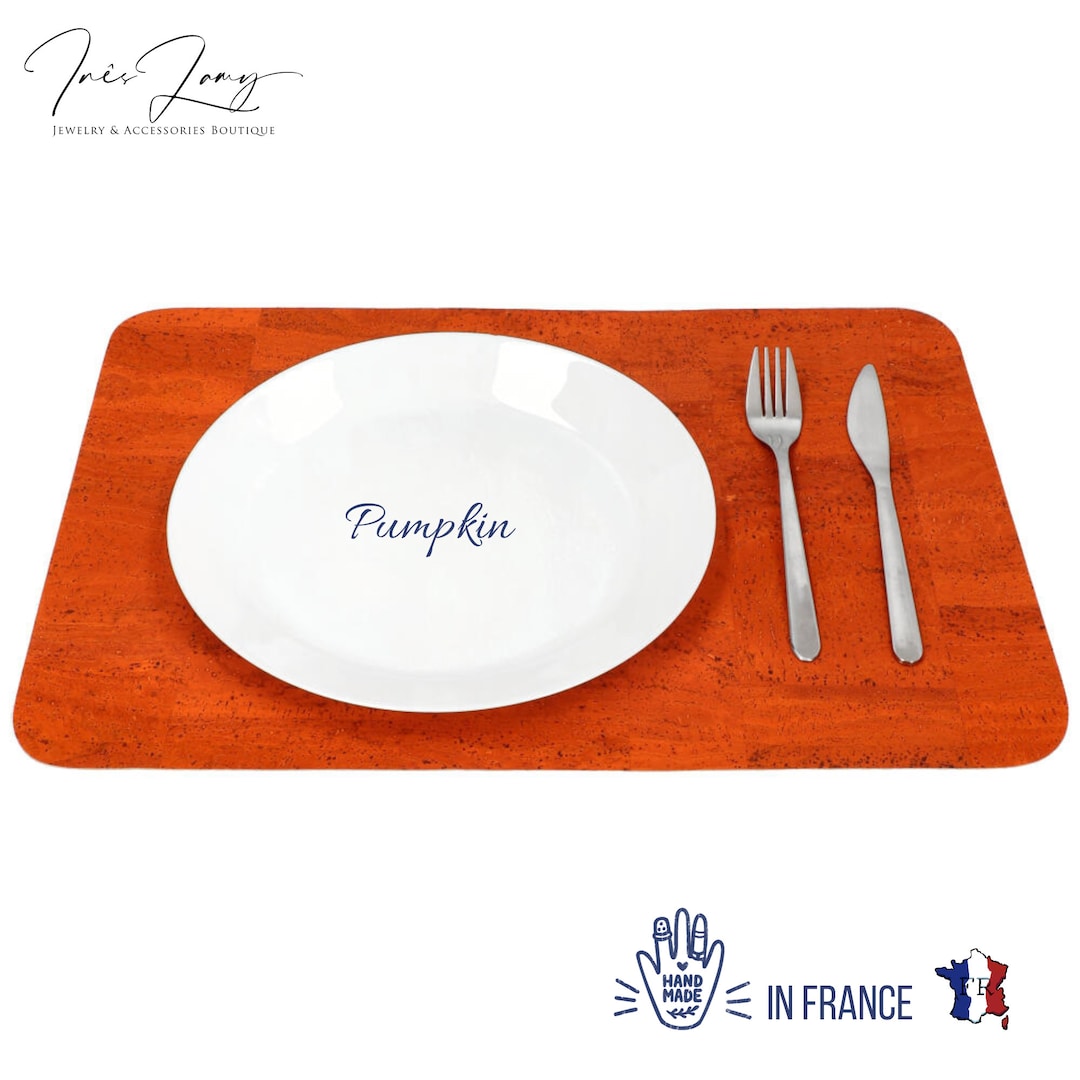 CORK Placemat BURNT ORANGE Individual Pumpkin Placemat Heat Resistant ...