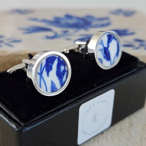 Delft Porcelain Steel Tile Cufflink Luxury Portuguese Ceramic Cufflink ...