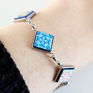 Portuguese Square Tile Bracelet Majolica Mixed Azulejos Bracelet ...