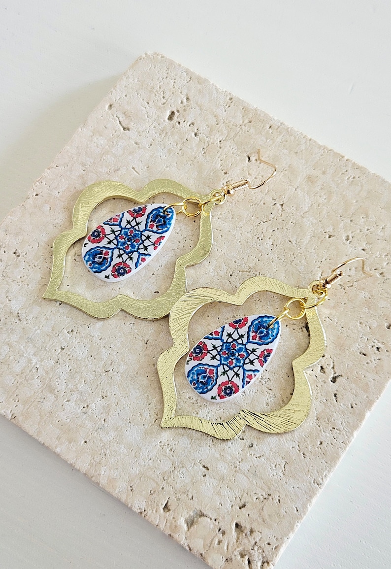 Turkish Teardrop Tile Earring PERSIAN Arab İznik Pottery Ottoman ...