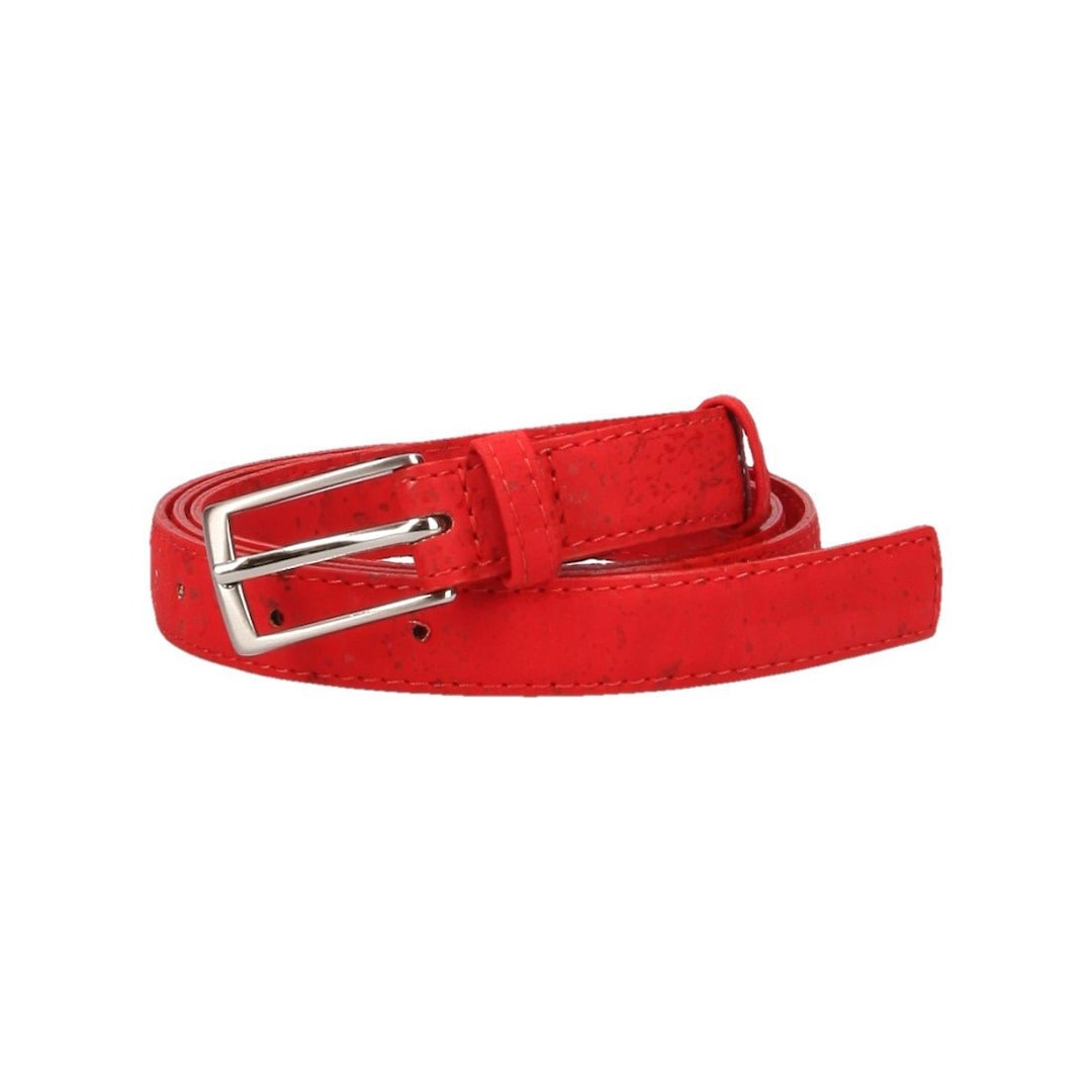 Red Cork Belt Vegan Eco Friendly Cork Accessory Thin Vegan Leather Cork ...