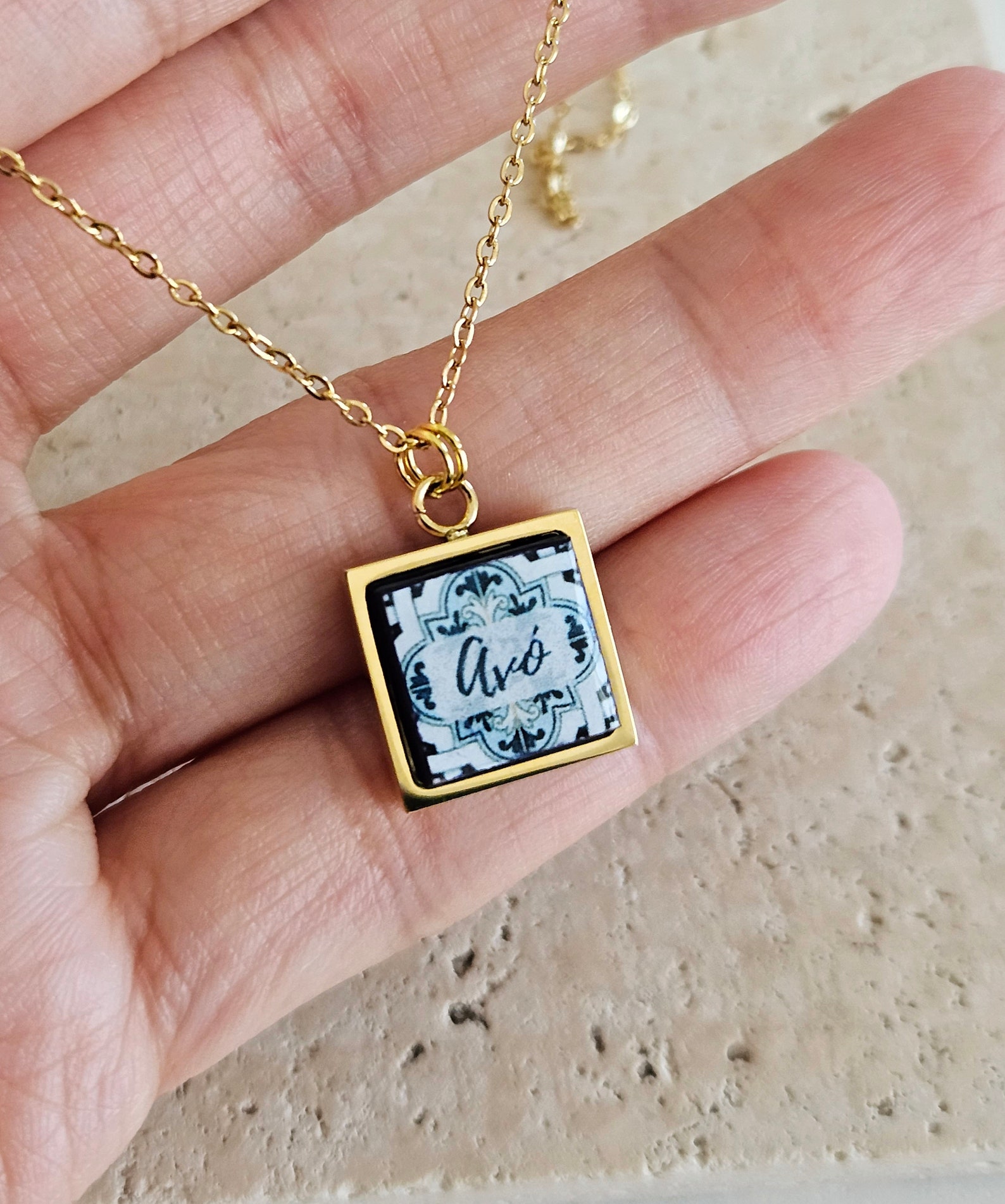 Personalized Avó Portugal Tile Necklace Grandma Gift Custom Handmade ...
