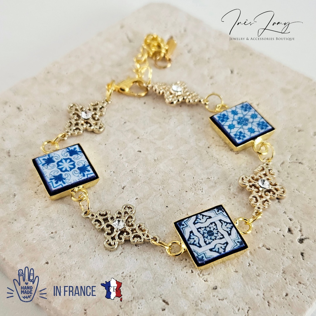 Portuguese Mixed Blue Tile Bracelet Portugal Royal Tile Bracelet ...