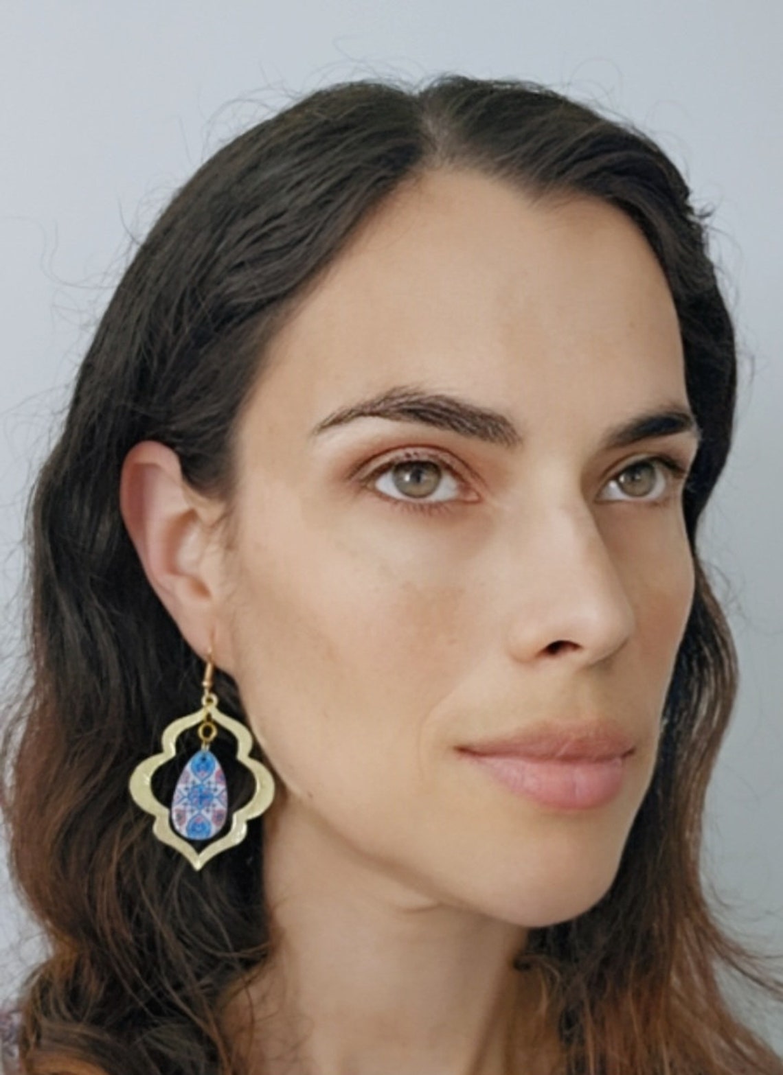 Turkish Teardrop Tile Earring PERSIAN Arab İznik Pottery Ottoman ...