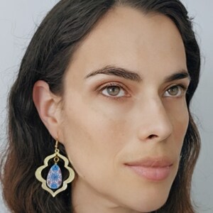 Turkish Teardrop Tile Earring PERSIAN Arab İznik Pottery Ottoman ...