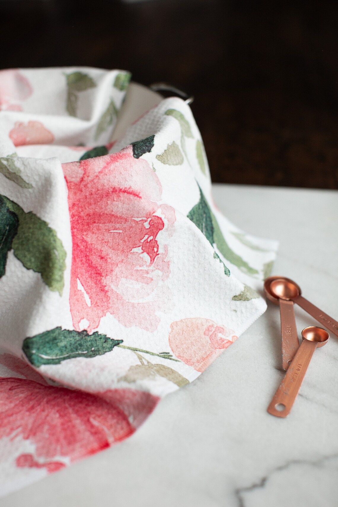 Pink Spring Rose Kitchen Towel Watercolor Tea Towel - Etsy