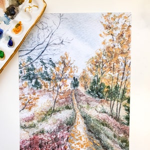 The Path - Hand Embellished Print | Autumn Decor | 5x7 | 8x10 | 11x14 ...
