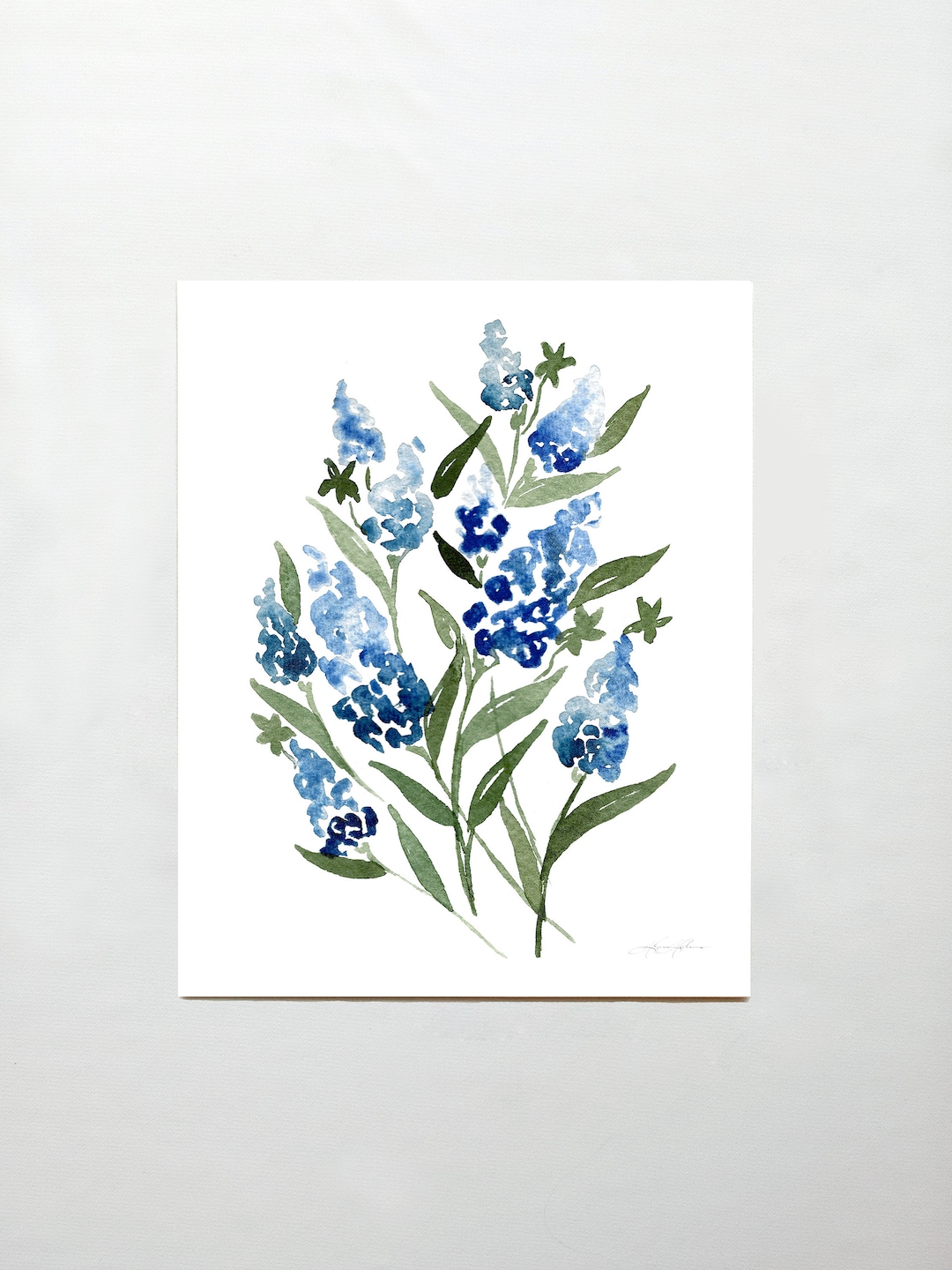 Bluebonnet Painting No. 3 | Watercolor Art | 5x7 | 8x10 | 9x12 | 11x14 ...