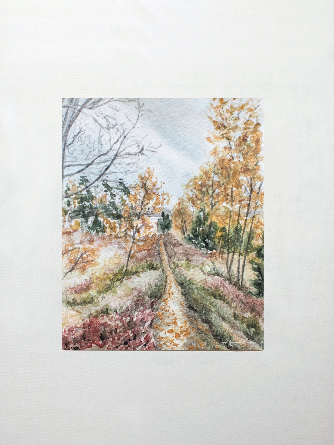 The Path - Hand Embellished Print | Autumn Decor | 5x7 | 8x10 | 11x14 ...