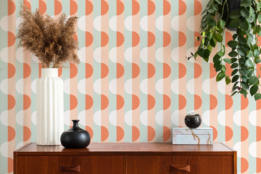 Wavy Baby Wallpaper in Blue | Modern Fun Colorful Retro Peel and Stick ...