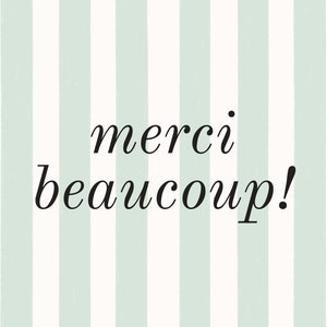 Merci Beaucoup Greeting Card | French Inspired Striped Thank You Card ...