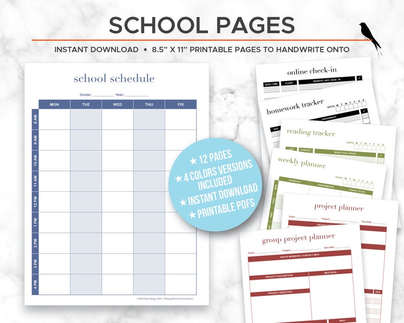 Student Planner Pages With Minimalist Design, for Homeschool or Online ...