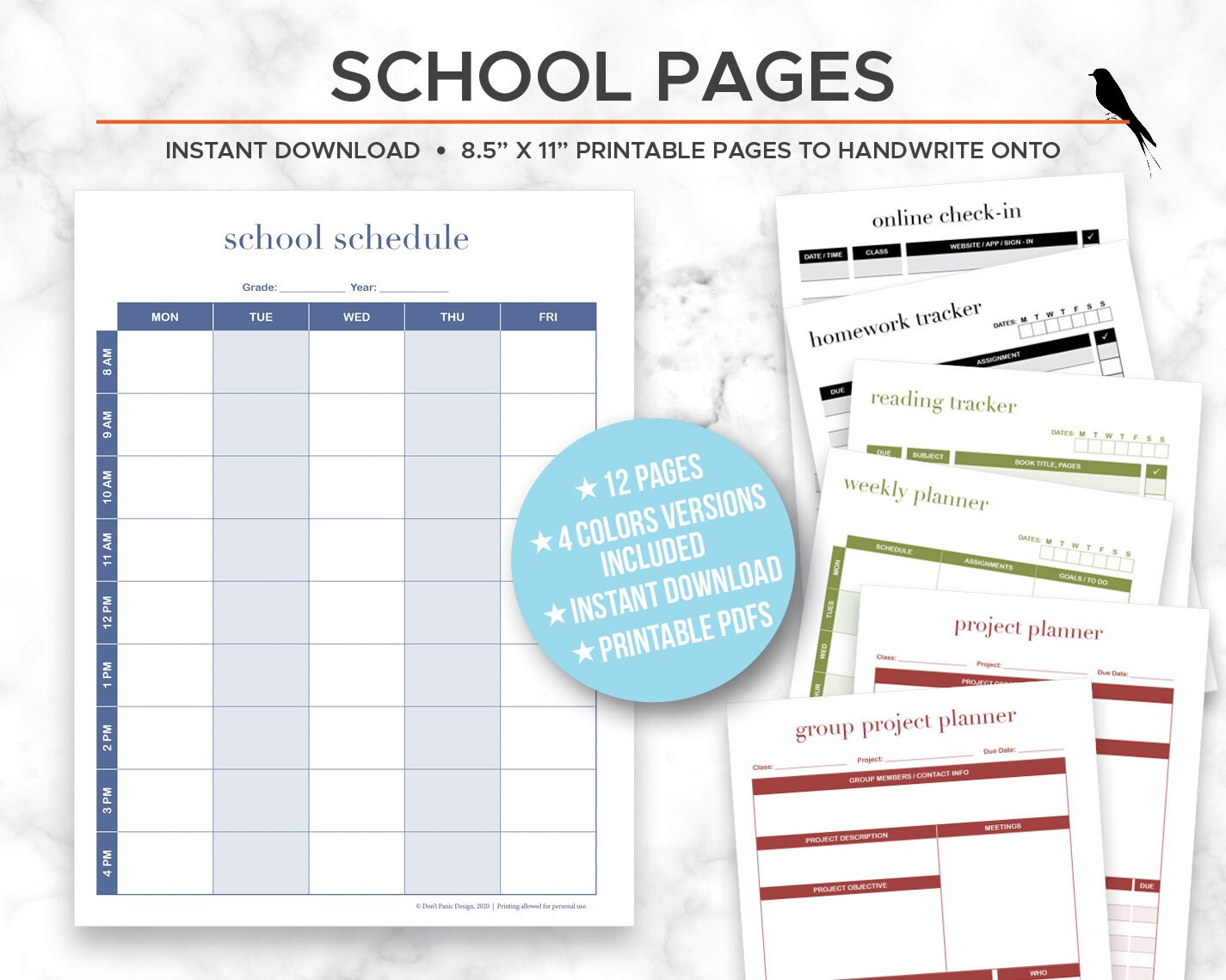 Student Planner Pages With Minimalist Design, for Homeschool or Online ...