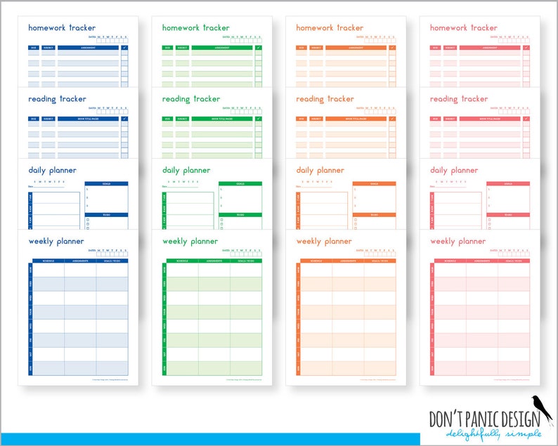 Student Planner Pages With Modern Design for Homeschool or - Etsy