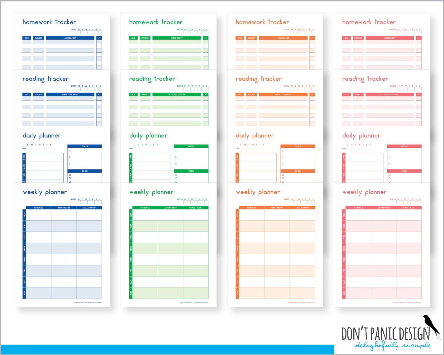 Student Planner Pages With Modern Design for Homeschool or - Etsy