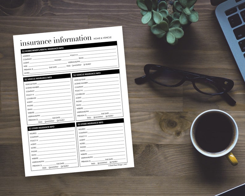 EDITABLE Insurance Information Page, Home Insurance, Car Insurance ...