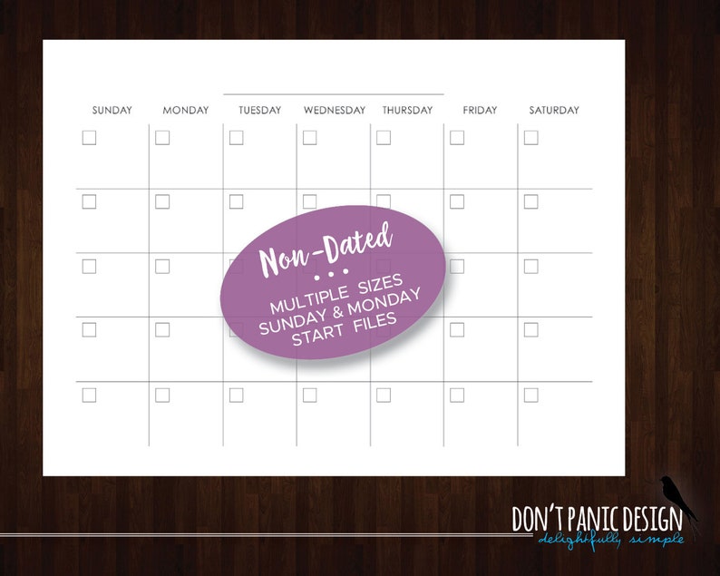 Printable Perpetual Wall Calendar Large Blank Modern Office - Etsy
