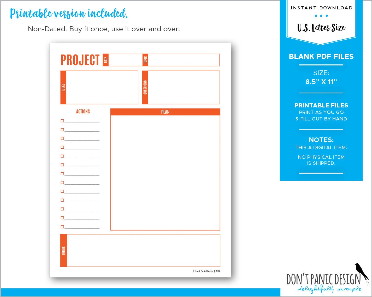 Printable Project Planner Project Map Organize Your Ideas, Projects ...