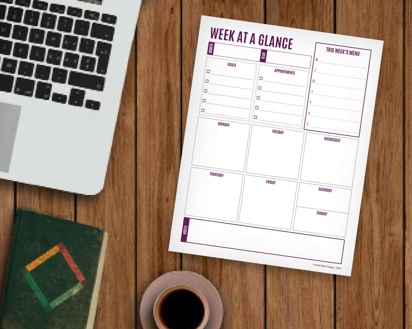 Printable At-a-glance Planner Pages, Minimalist Daily, Weekly, Monthly ...