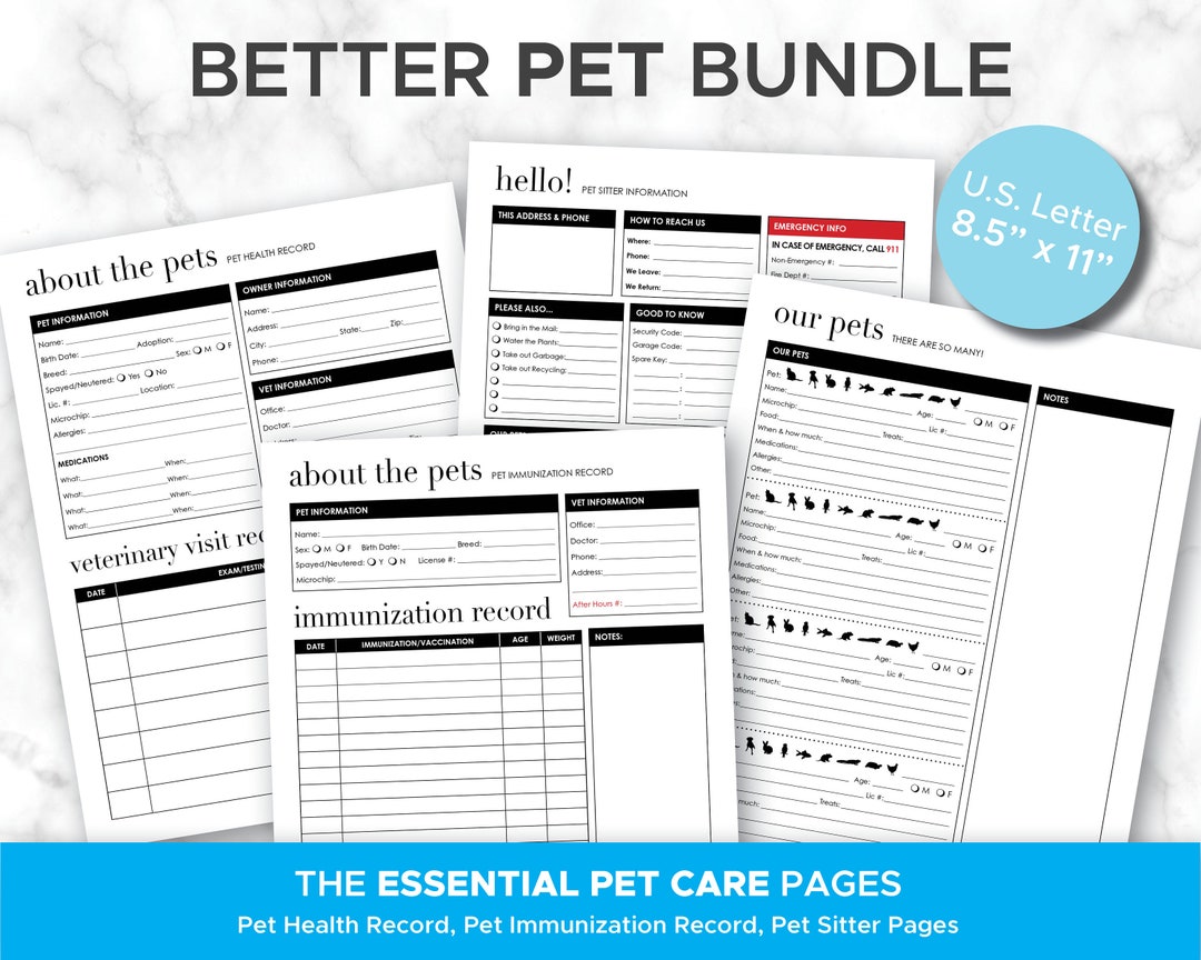 The Better Pet Bundle, EDITABLE Organizing Binder Pages, Printable Home ...