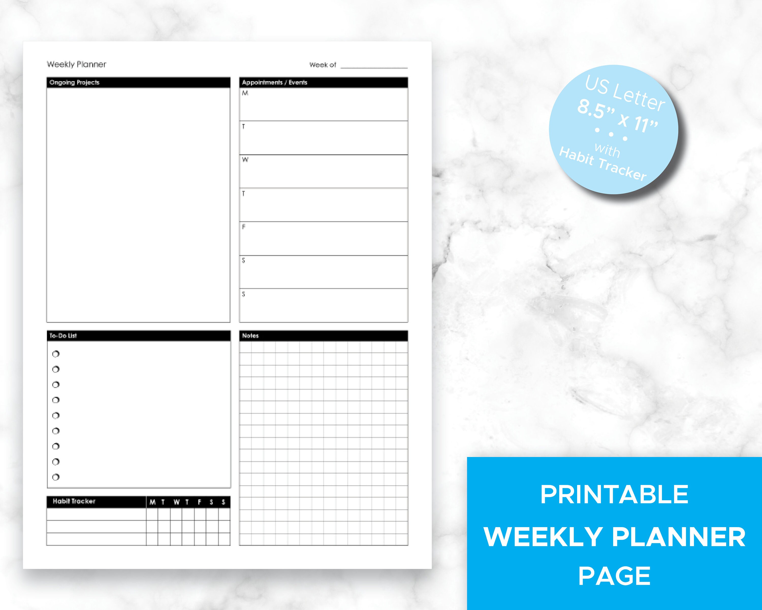 Printable Weekly Planner Page Simply Weekly Planner Page - Etsy