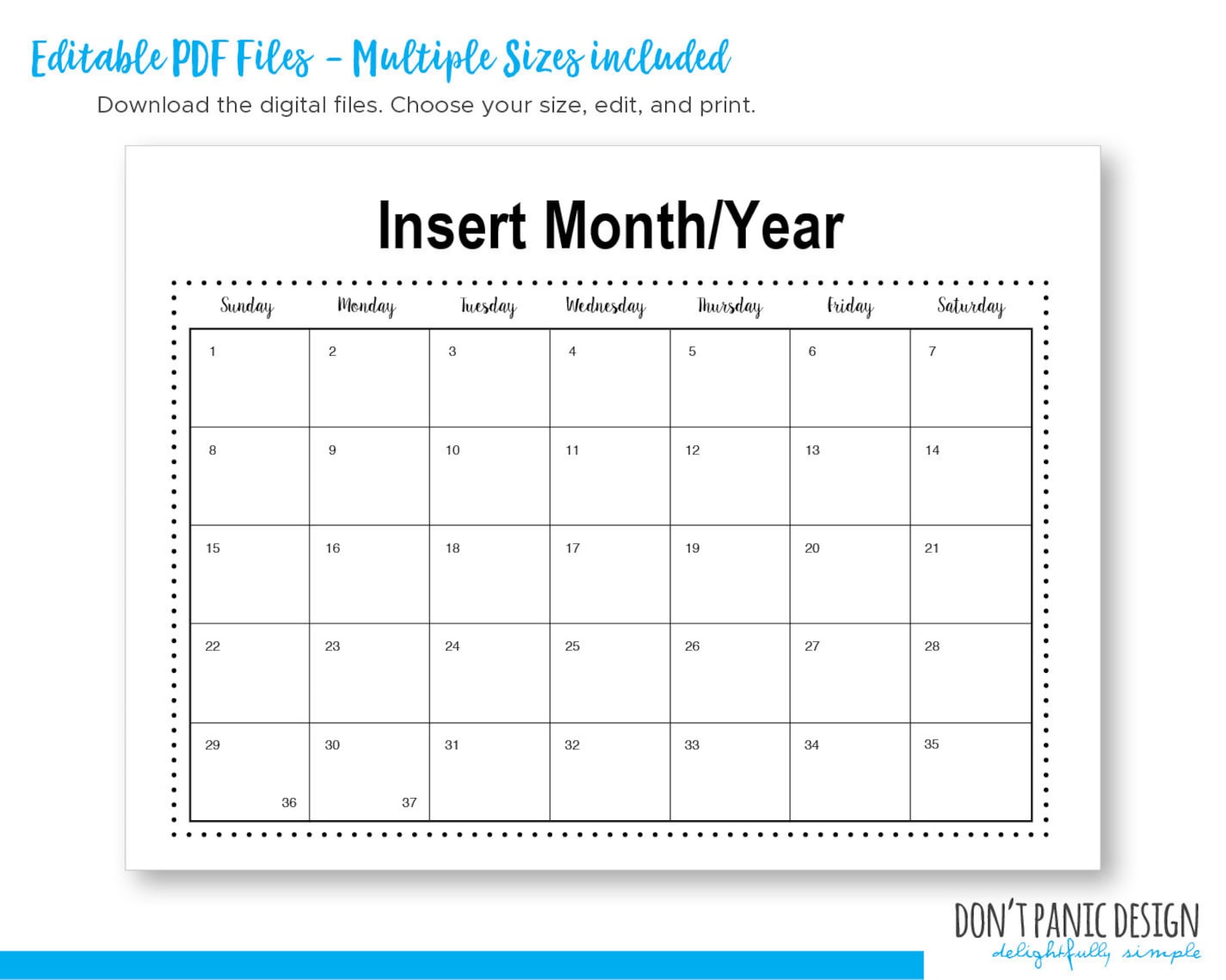 Large Fun Printable & Editable Calendar for a Family - Etsy