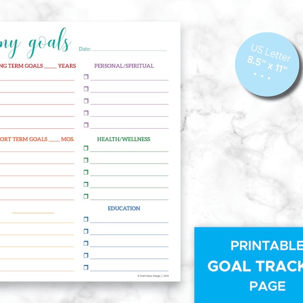 Health Goal Worksheet - Etsy