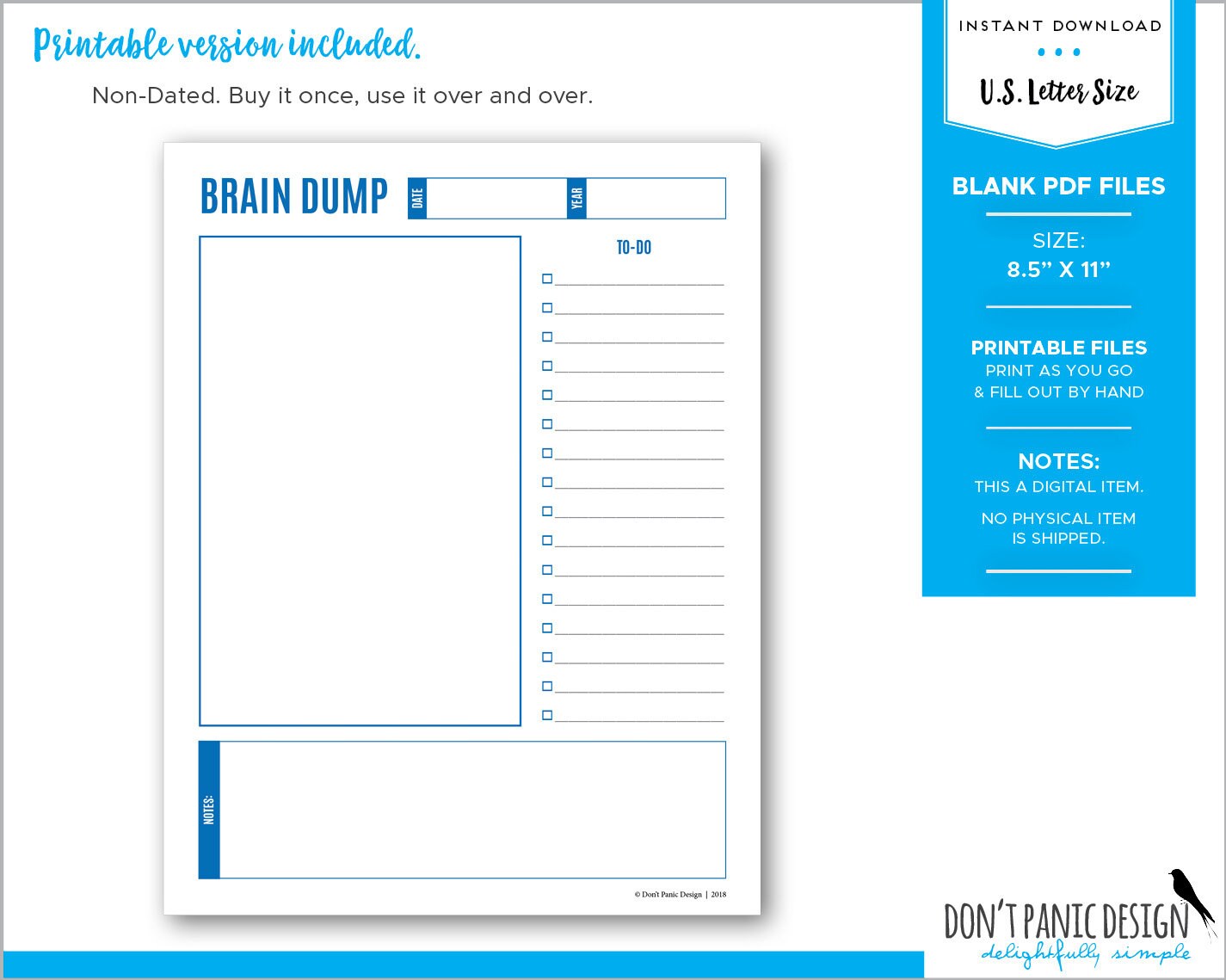 Printable Brain Dump Page Project Map Minimalist Project Planner ...
