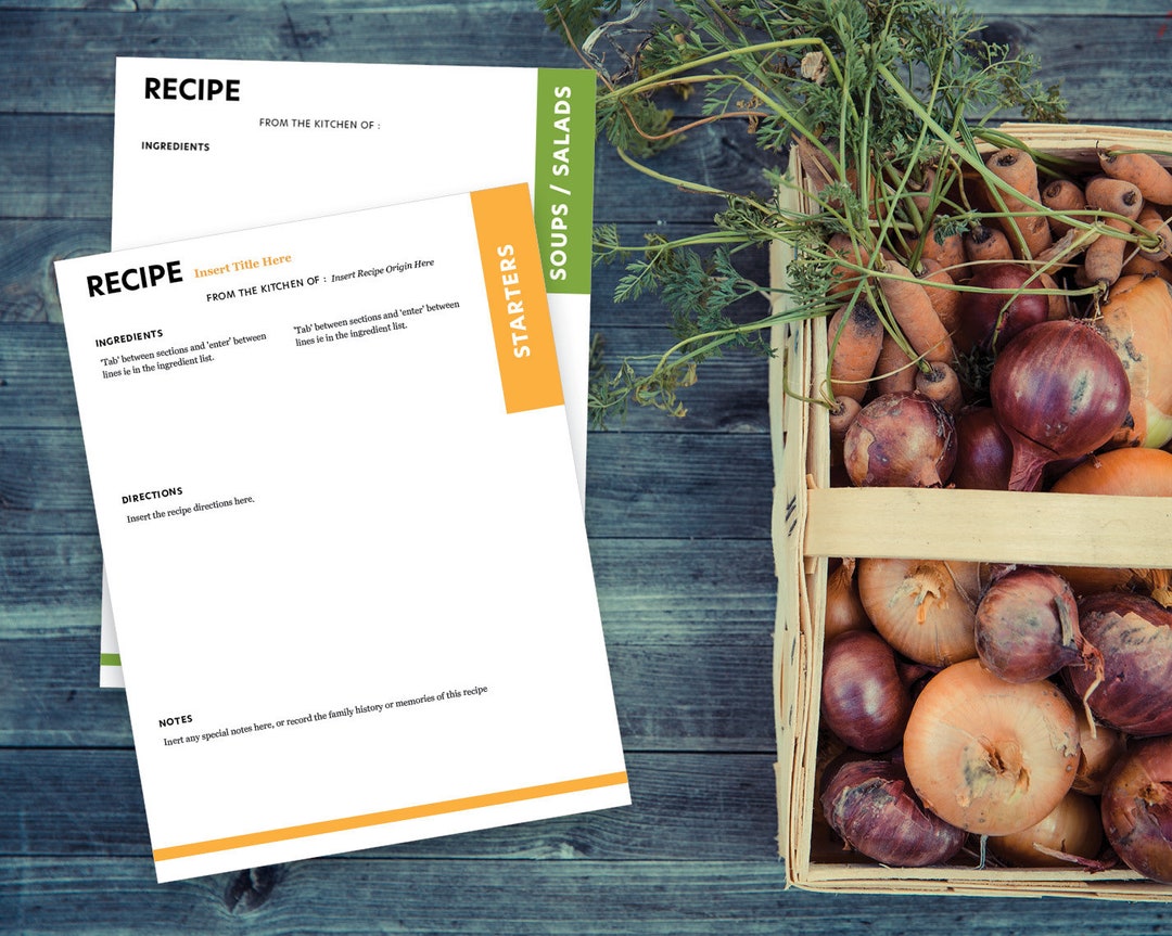 Printable Recipe Page, Family Cookbook Template (PDF) - Etsy