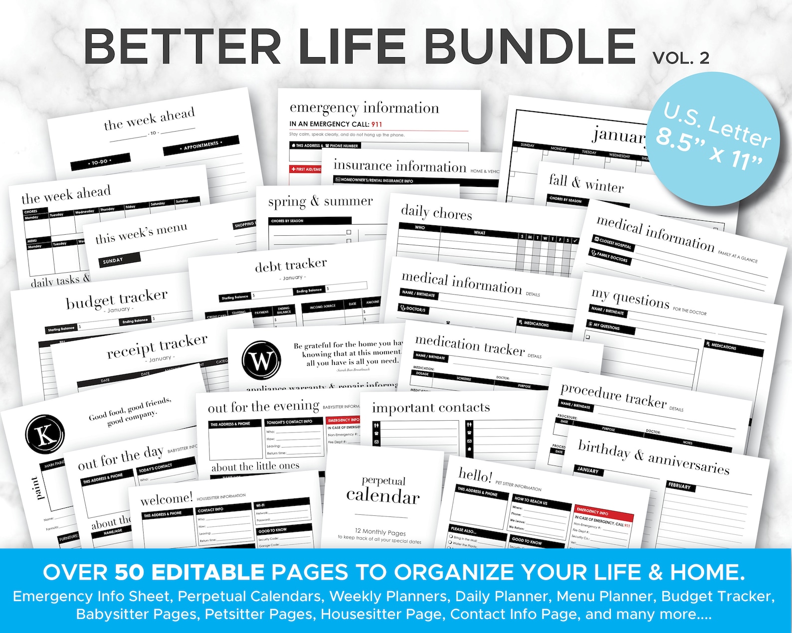 The Better Life Bundle Editable Printable Organizing Binder - Etsy
