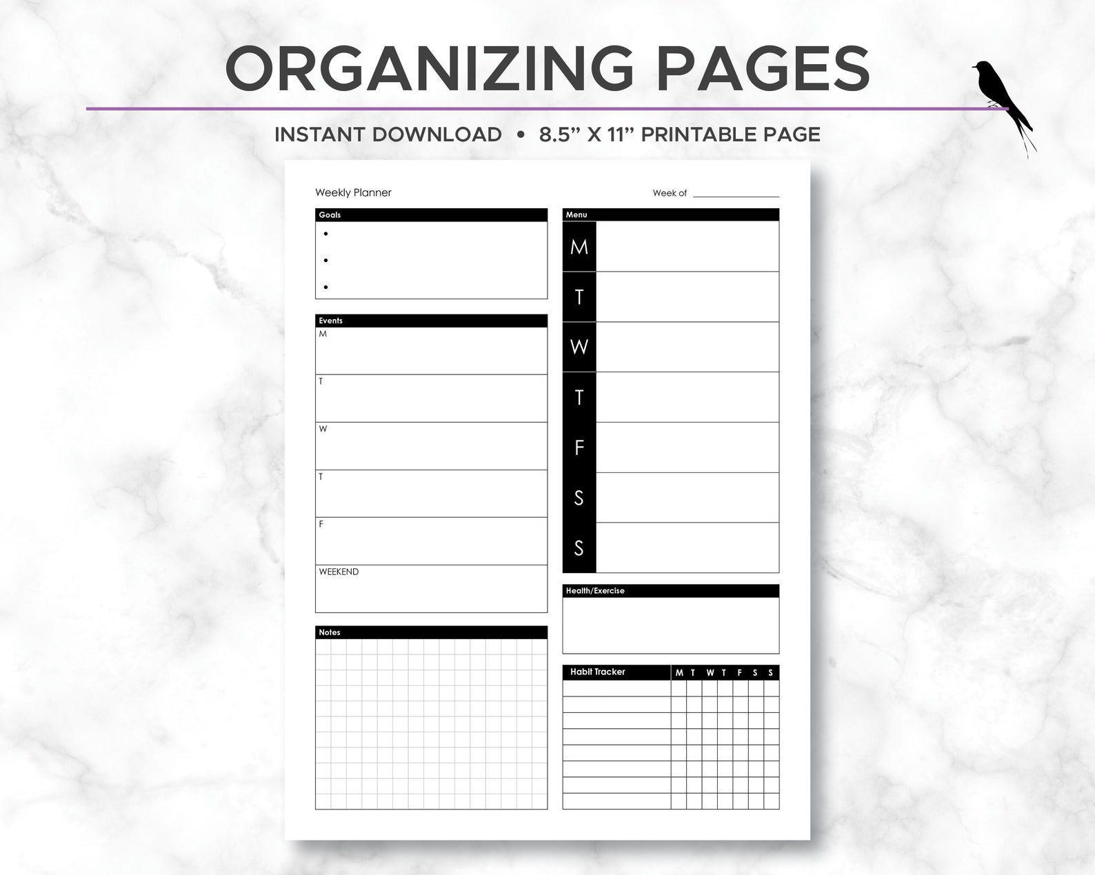 Printable Weekly Planner Page - Weekly Planner Page, Non-dated With ...